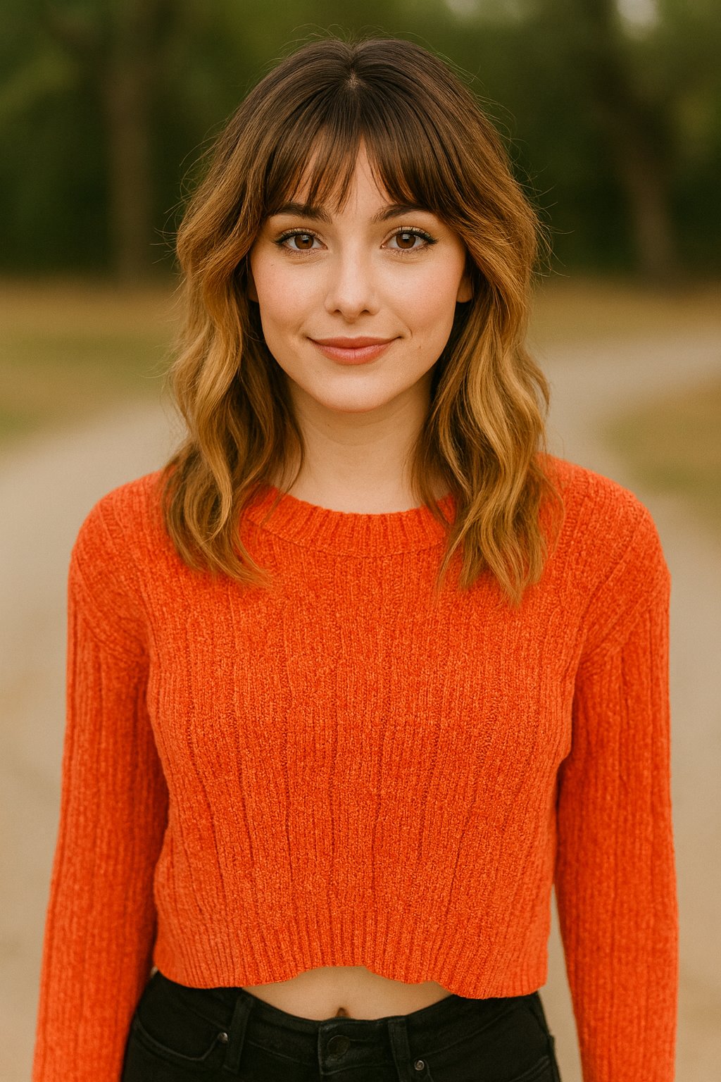 SUÉTER DAMA TEJIDO CROP MANGA LARGA COLOR NARANJA – ZIZI